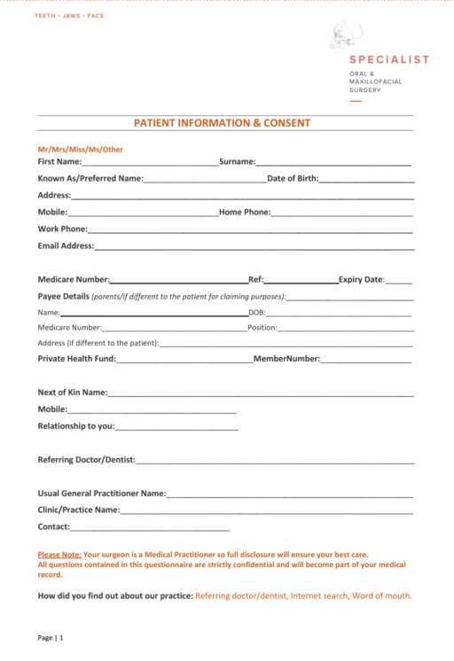 Consultation Information - Specialist Oral and Maxillofacial Surgery ...